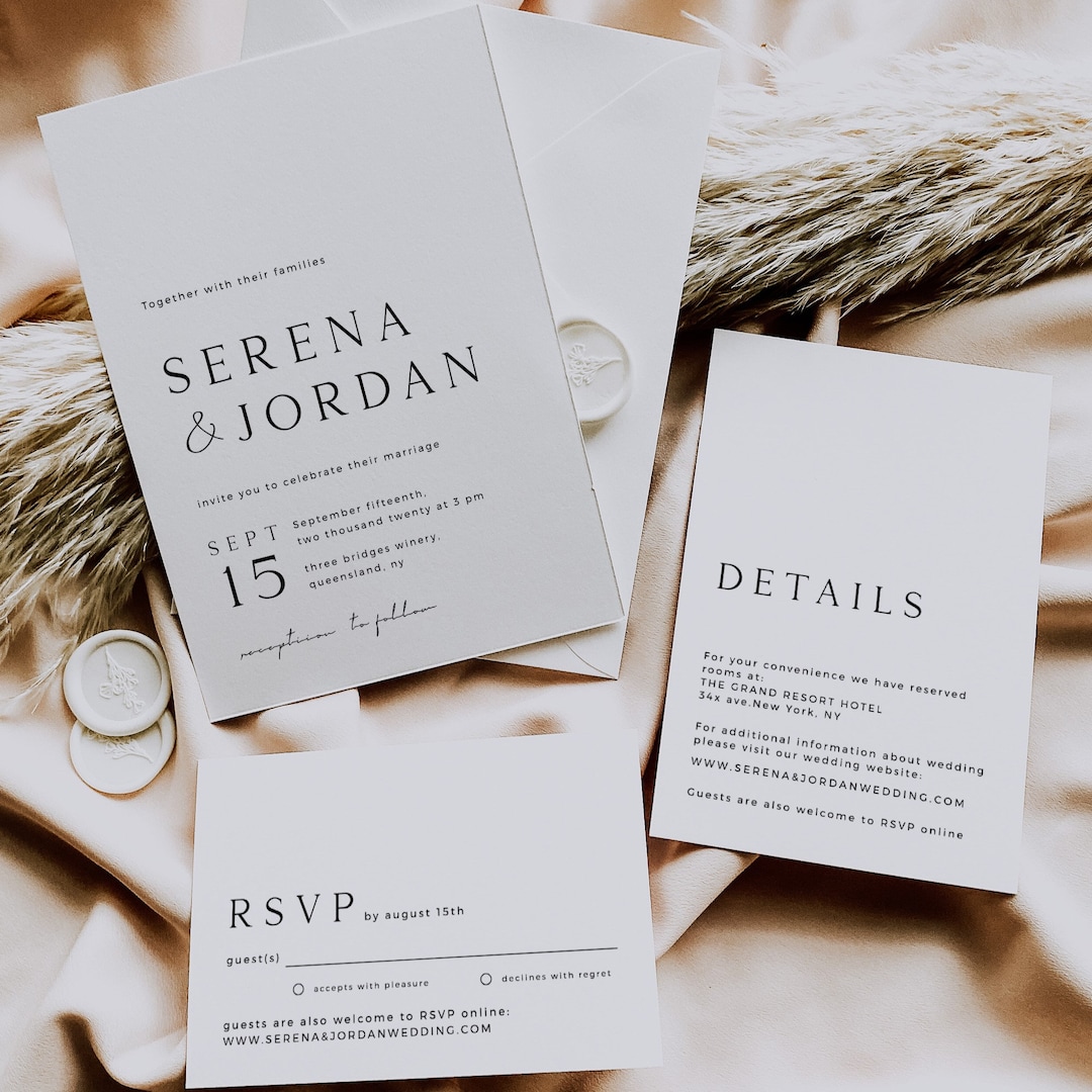 Minimal Modern Wedding Invitation Suite Template, Simple Weding ...