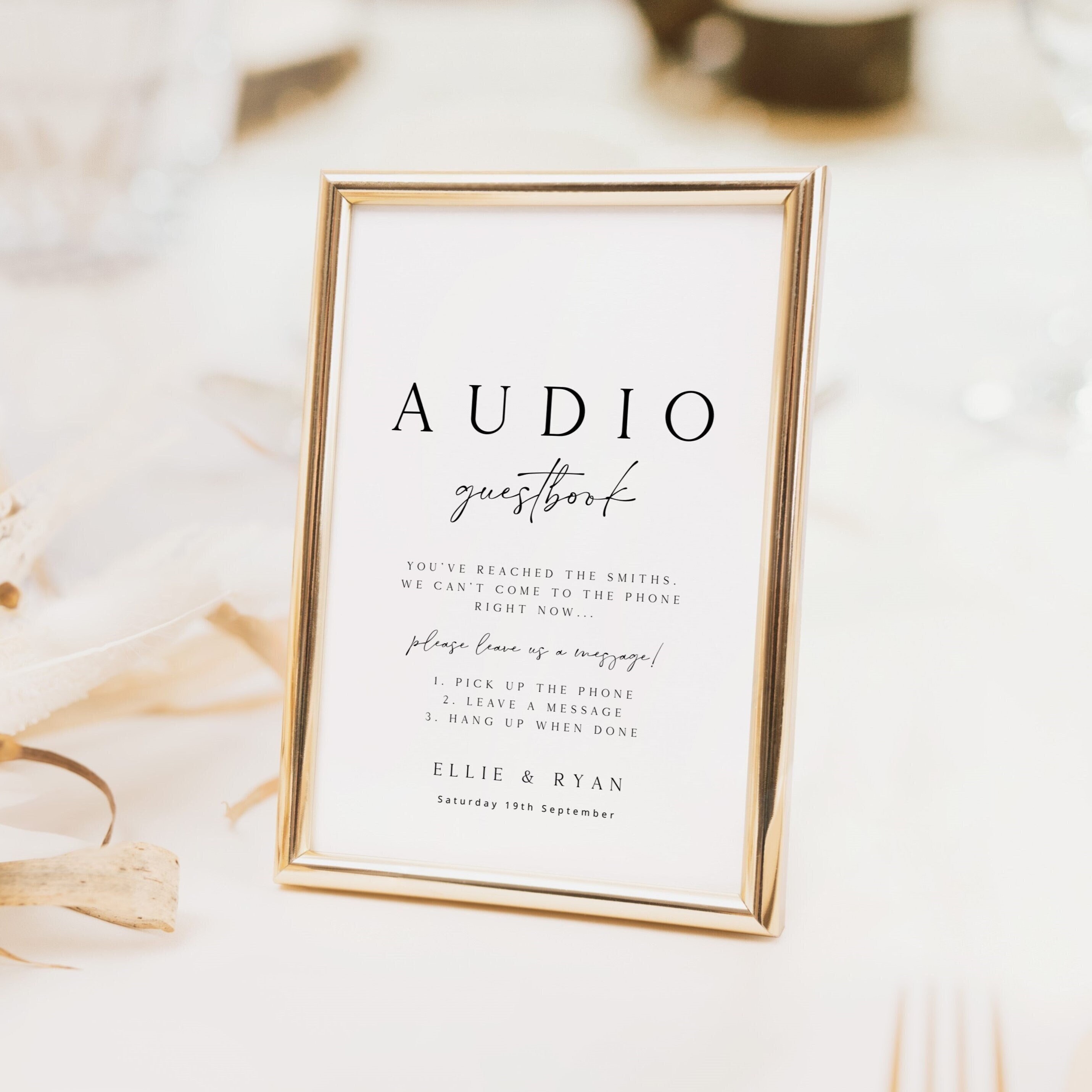 ELLIE Audio Guestbook Sign Template, Wedding Phone Message Guestbook ...
