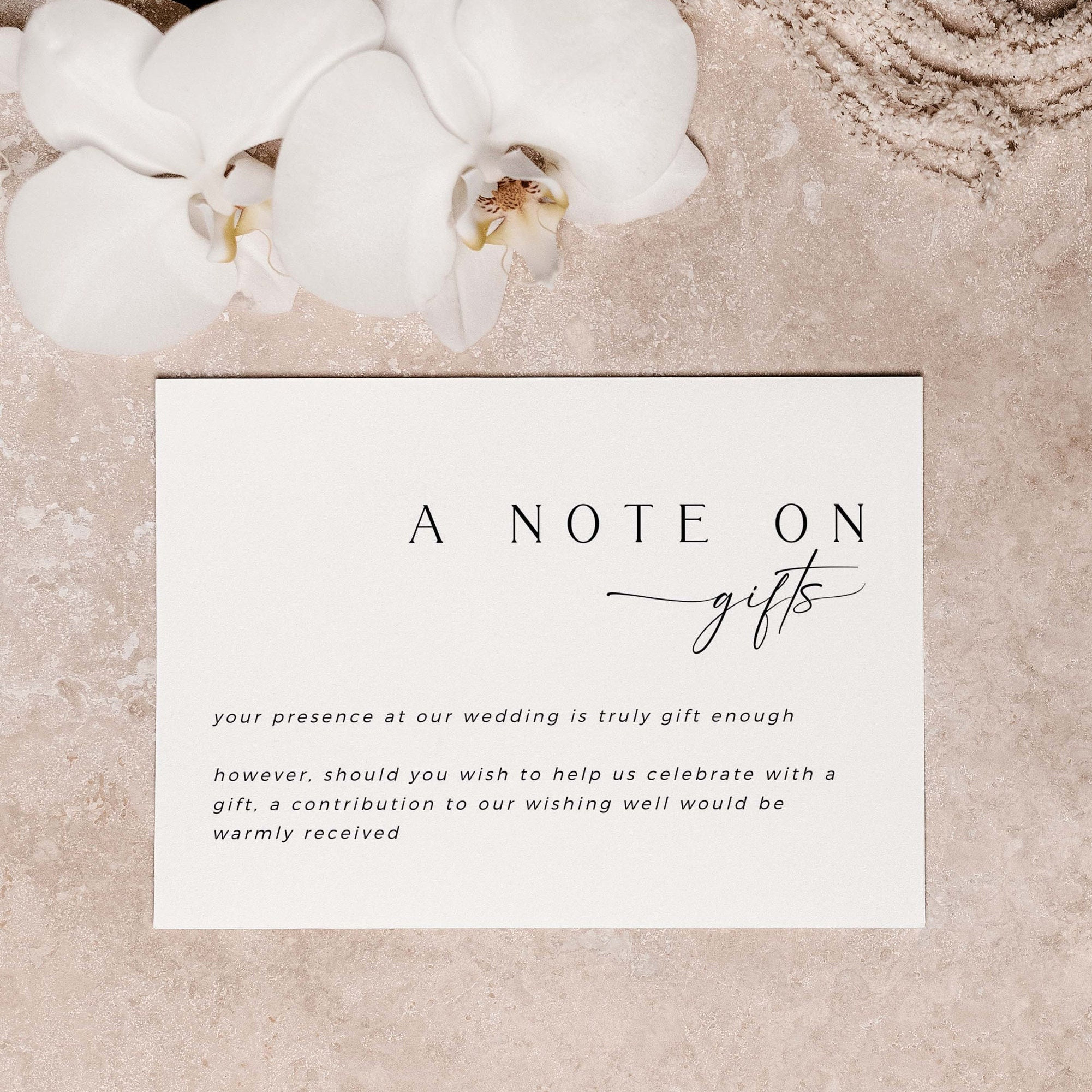 CLAIRE A Note on Gifts Card Insert Template Download, Printable Wedding ...