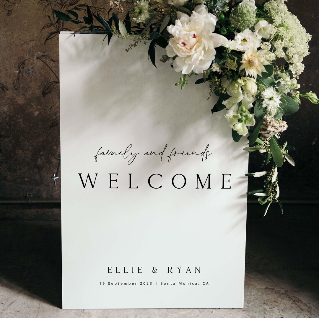 ELLIE Minimal Modern Wedding Welcome Sign Template Download, Simple ...