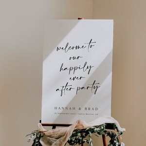 Minimal Modern Wedding Welcome Sign, Happily Ever After Party Sign ...