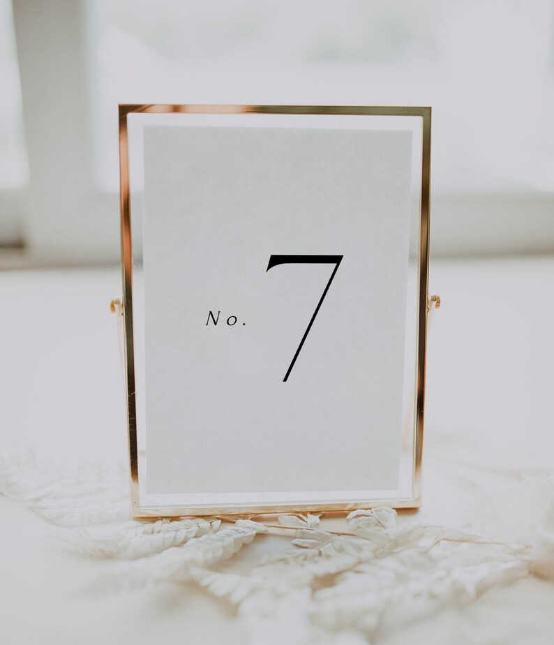 Minimal Elegant Wedding Table Number Template Download - Etsy