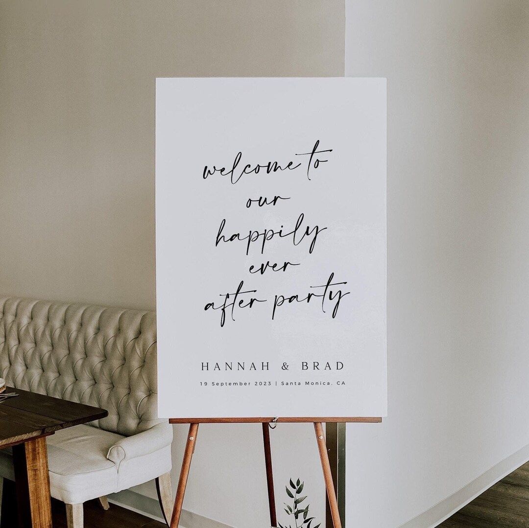 Minimal Modern Wedding Welcome Sign, Happily Ever After Party Sign ...