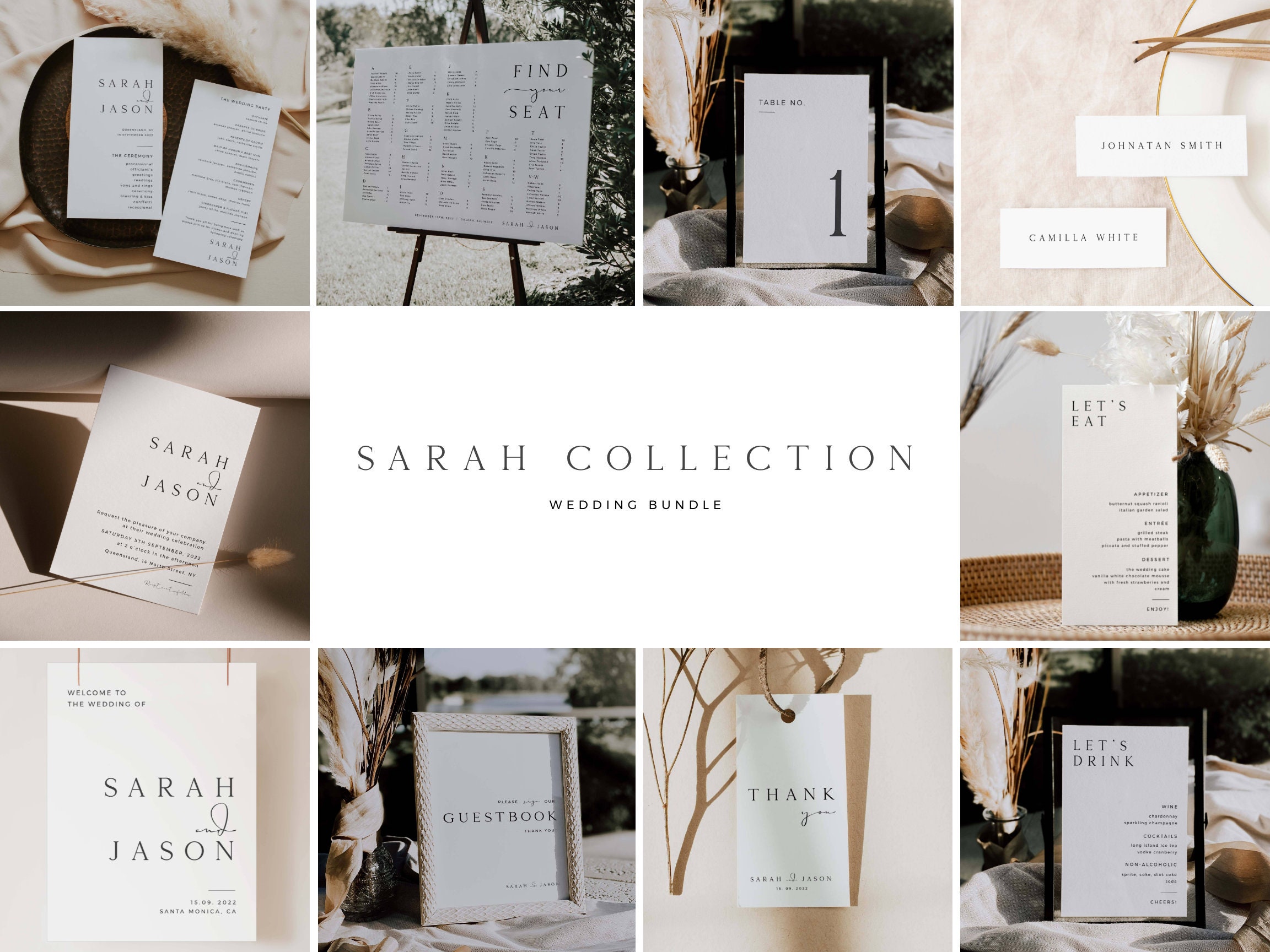 SARAH Minimalist Wedding Welcome Sign Template Download - Etsy