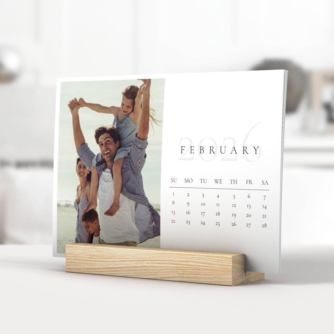 2026 Photo Calendar Template 7x5, Printable Editable Desk Calendar ...