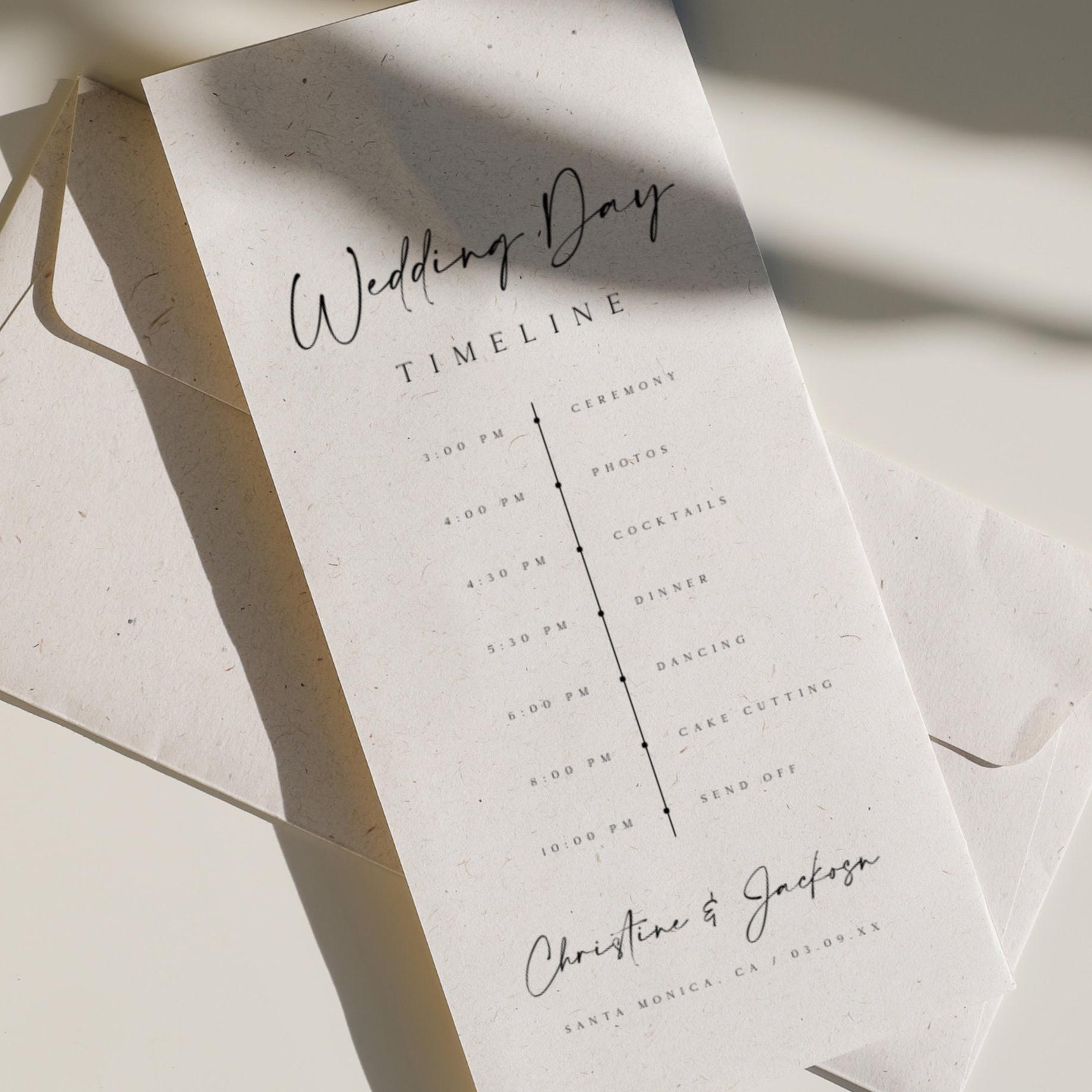 CHRISTINE Minimal Elegant Wedding Day Timeline Template Download ...