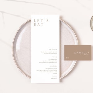 Minimalist Table Name Card, Wedding Place Cards, Tent Fold Guests Tag ...