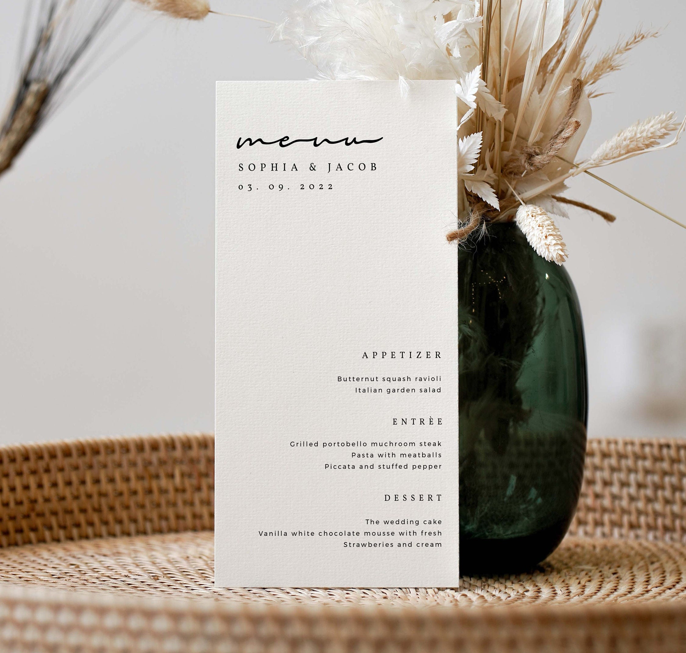 SOPHIA Modern Wedding Menu, Minimalist Wedding Menu Template Download ...
