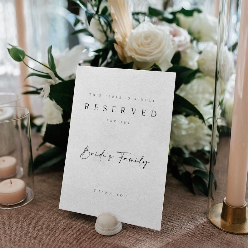 CHRISTINE Wedding Reserved Table Sign Template Download, Minimal ...