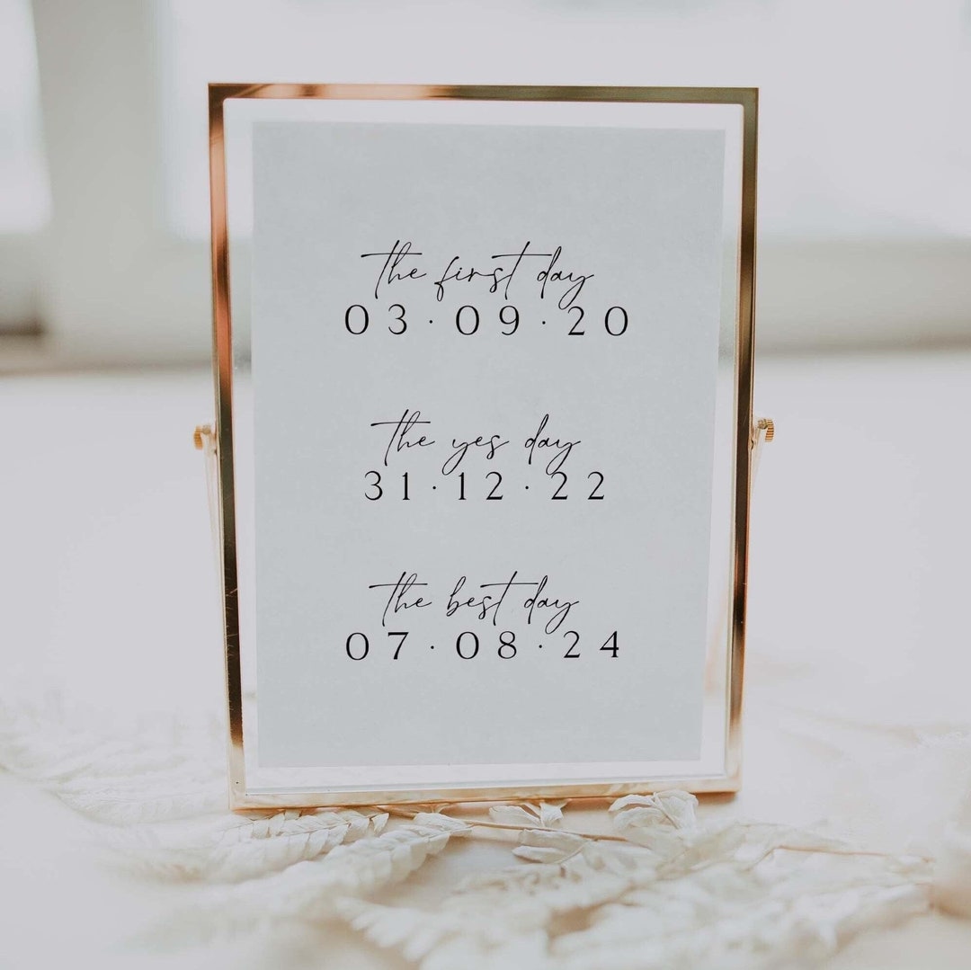 ELLIE Special Dates Sign Template Download, Minimlaist the First Day ...
