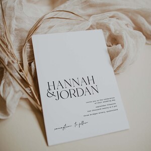 HANNAH Minimal Modern Wedding Invitation Template Download, Elegant ...