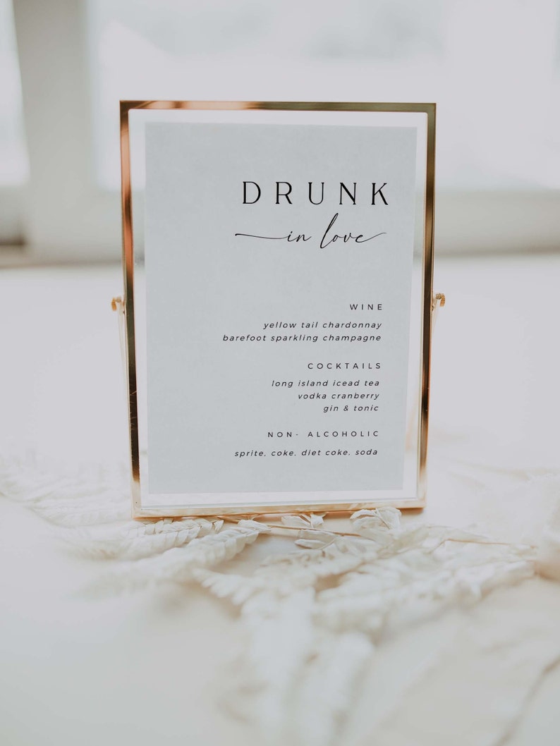 CLAIRE Minimal Modern Wedding Bar Menu Template Download - Etsy