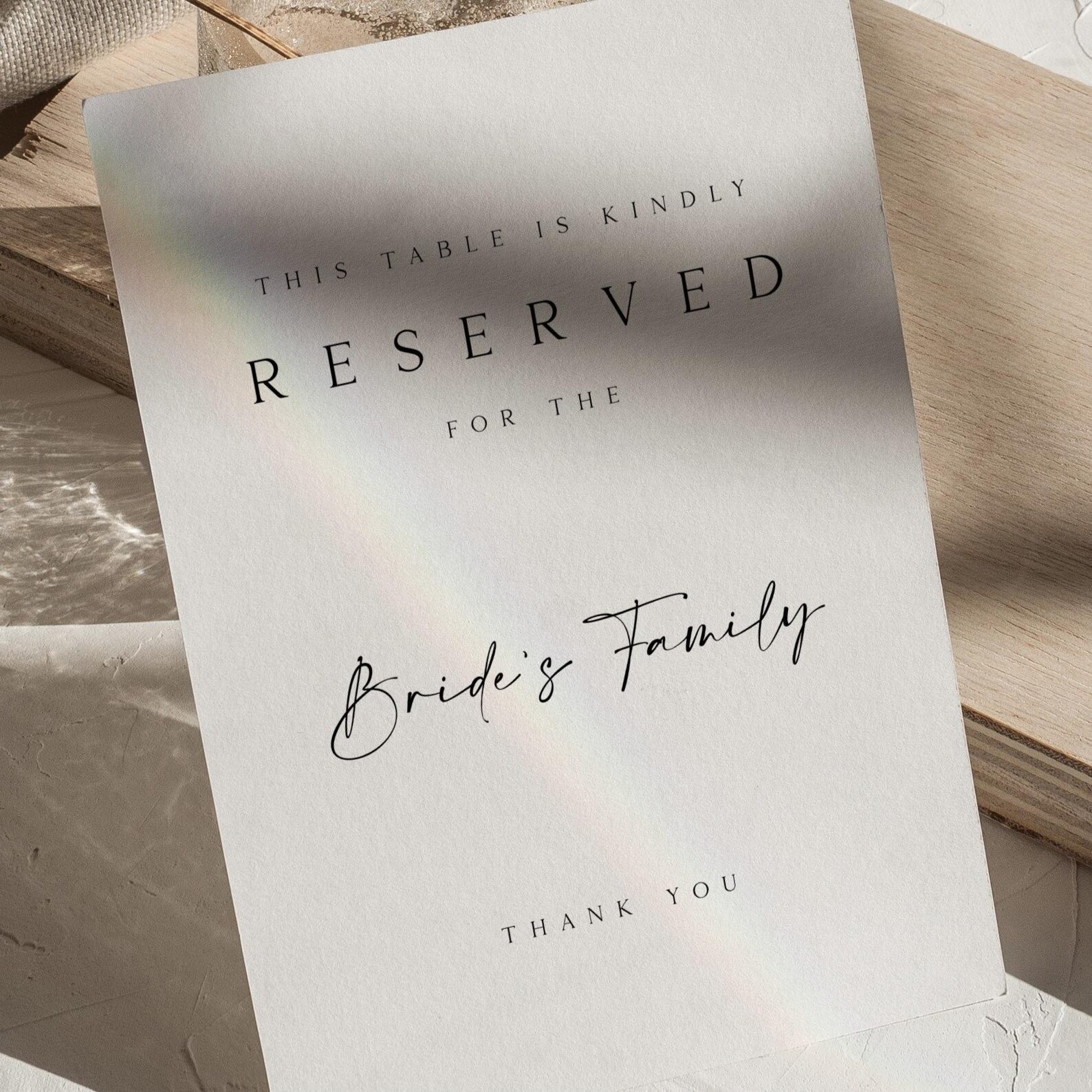 CHRISTINE Wedding Reserved Table Sign Template Download, Minimal ...