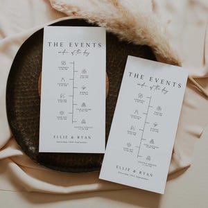 ELLIE Minimal Wedding Order of Events Card Template Download, Printable ...