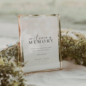 Elegant in Loving Memory Sign Template Download, Editable Memorial ...