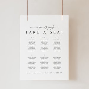 CLAIRE Small Wedding Seating Chart Template, Minimal Modern Seating ...