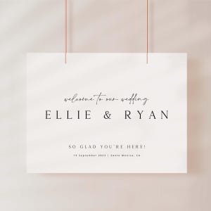ELLIE Horizontal Wedding Welcome Sign Template Download, Minimal Modern ...