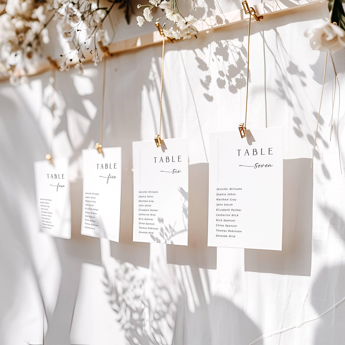 CLAIRE Mirror Seating Chart Cards Template, Minimal Wedding Seating ...