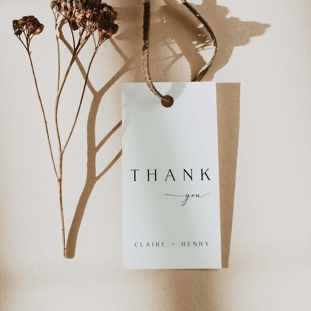 CLAIRE Minimalist Favor Tag Template Download, Wedding Favor Tag ...