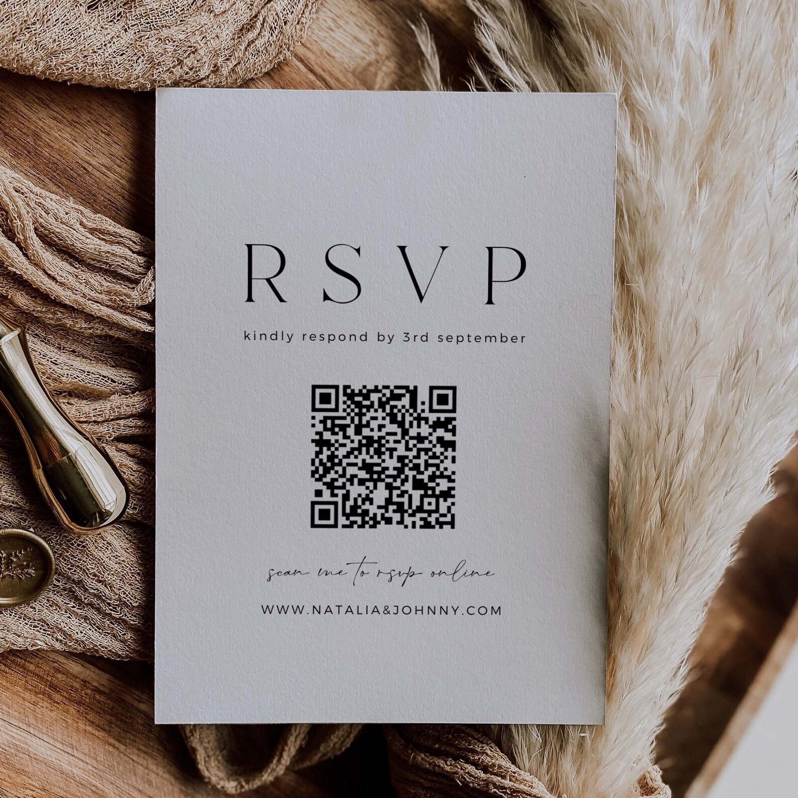 Minimal Modern Wedding Rsvp QR Code Card Template, Simple QR Code ...