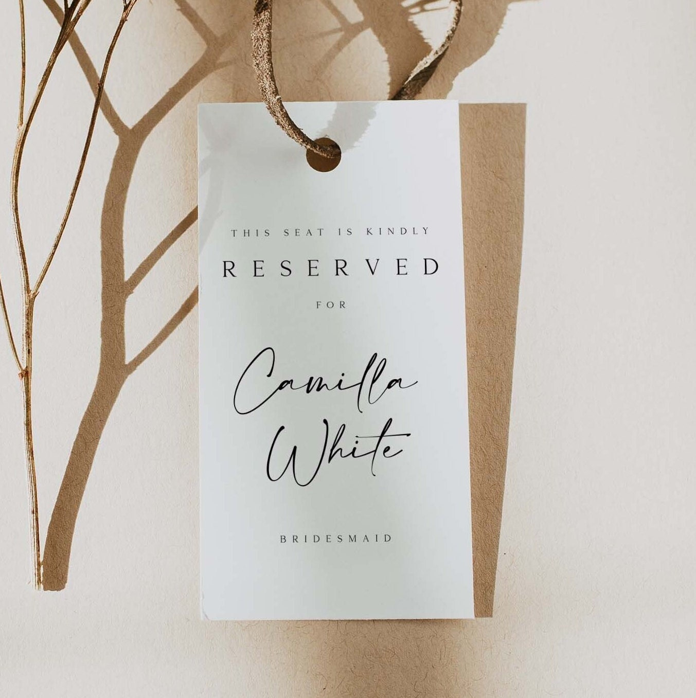 CHRISTINE Reserved Chair Tag Template Download, Elegant Reserved Seat ...