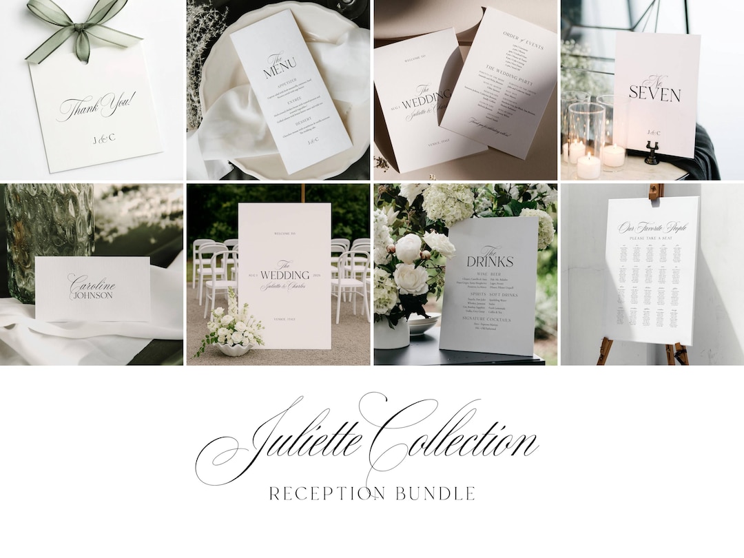 JULIETTE Old Money Wedding Signs Bundle – Classic Reception Signage ...