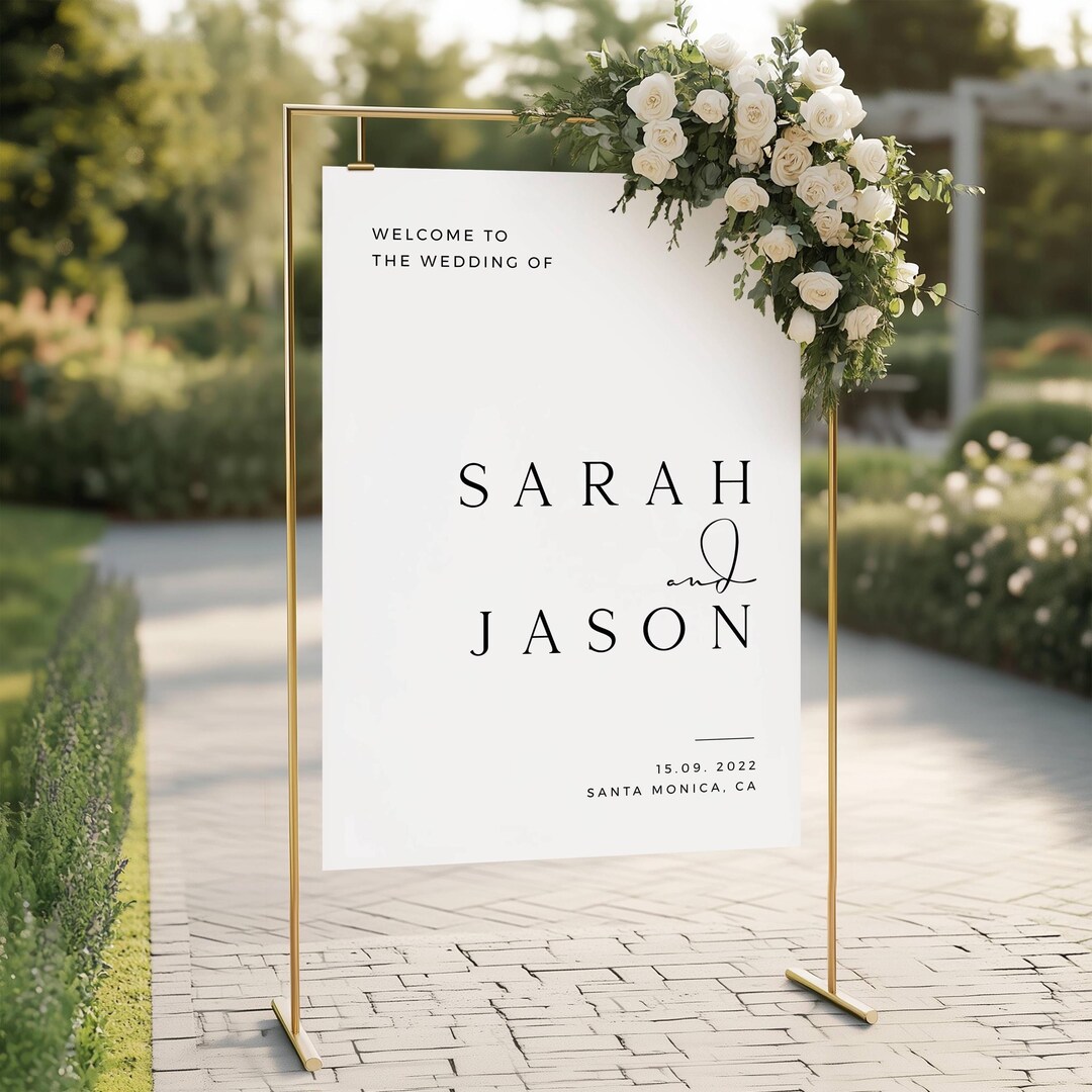 SARAH Minimalist Wedding Welcome Sign Template, Elegant Welcome Poster ...