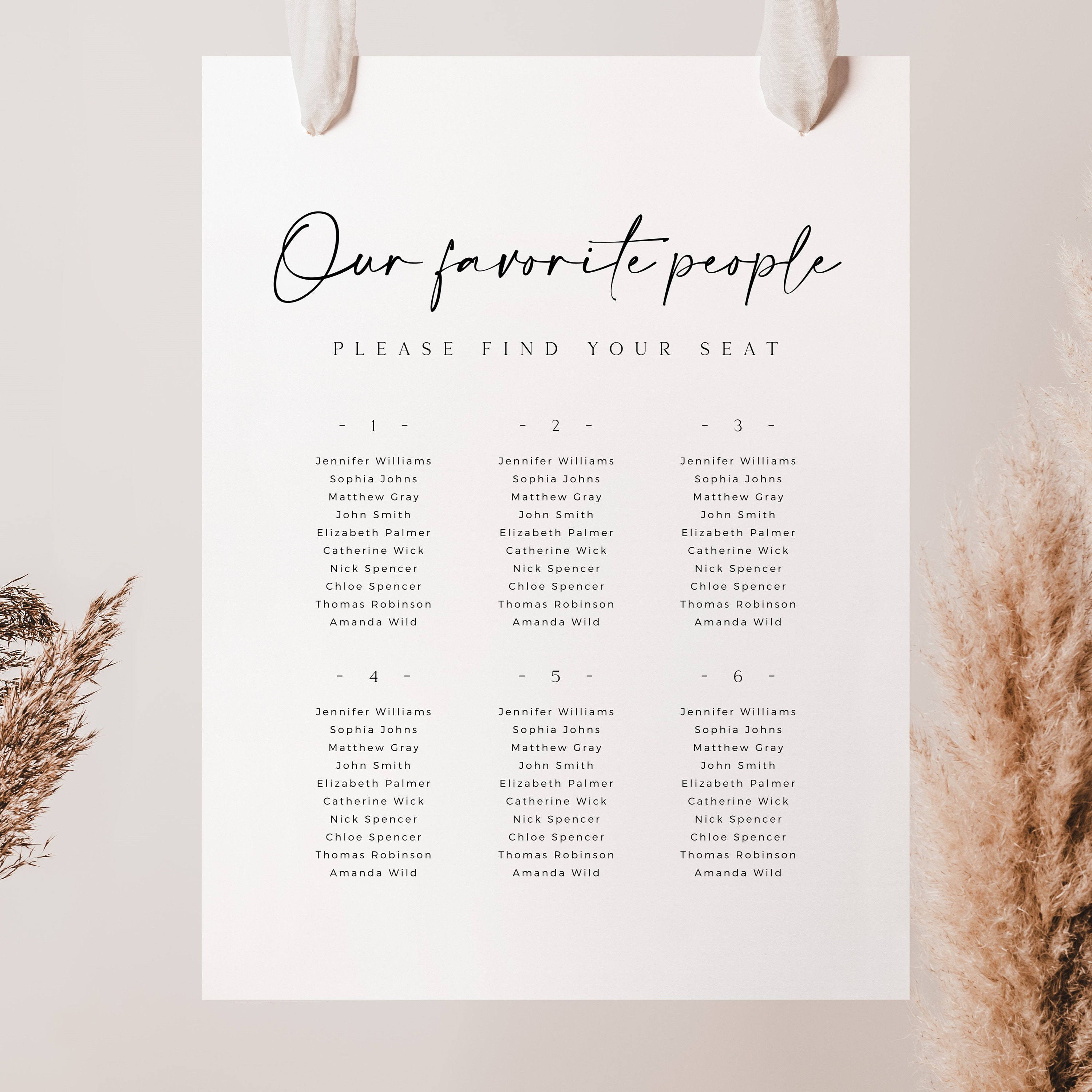 CHRISTINE Small Wedding Seating Chart Template - Printable Editable ...