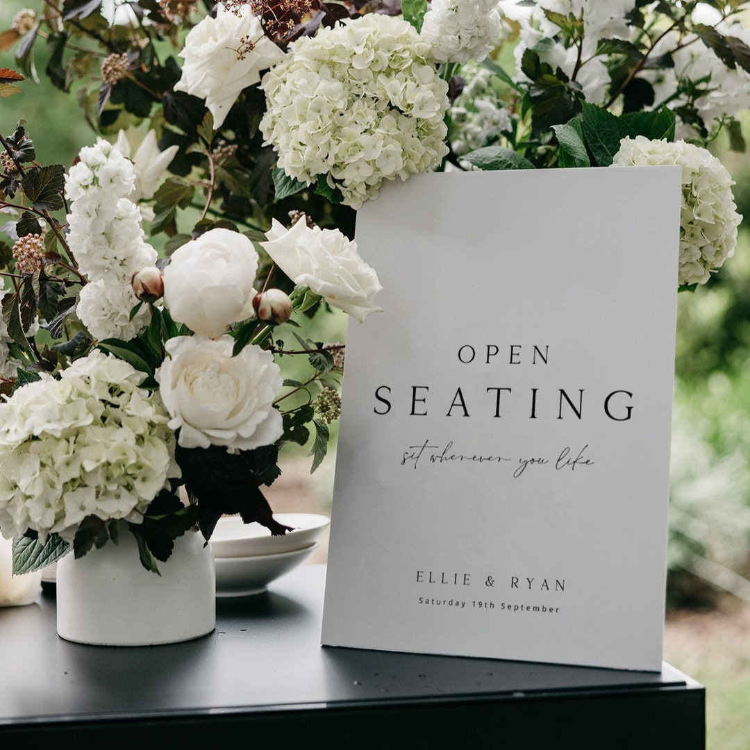 ELLIE Minimal Open Seating Sign Template, Modern Open Seating Sign ...