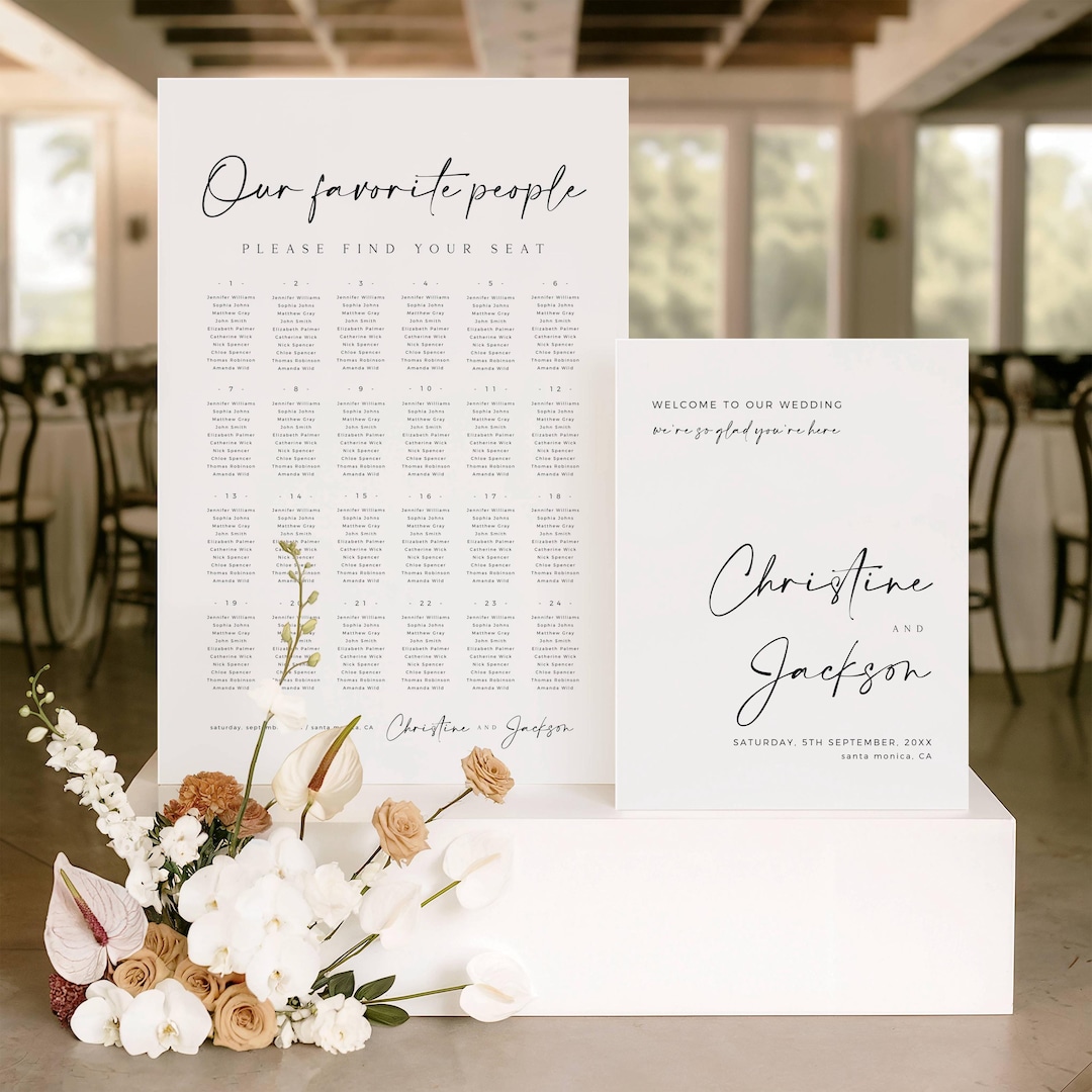 CHRISTINE Wedding Welcome and Seating Chart Sign Template, Printable ...