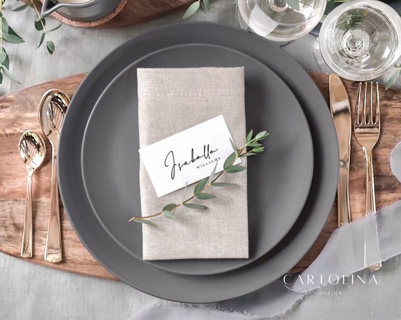 Minimalist Table Name Card, Wedding Place Cards, Tent Fold Guests Tag ...
