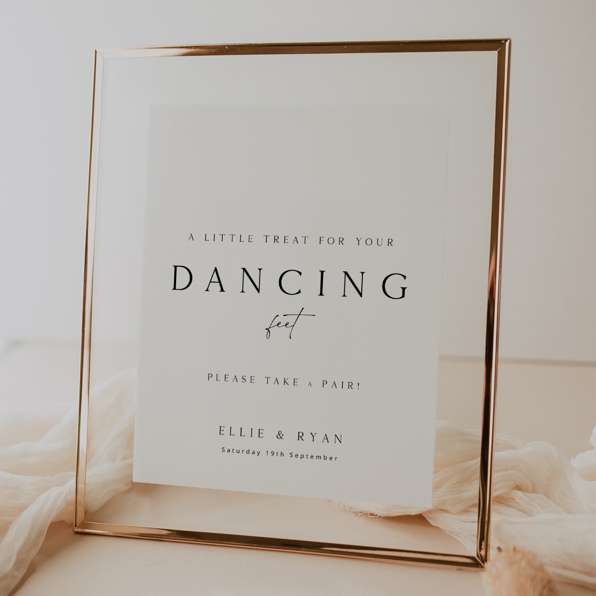 ELLIE Minimal Wedding Dancing Feet Sign Template, Printable Dancing ...