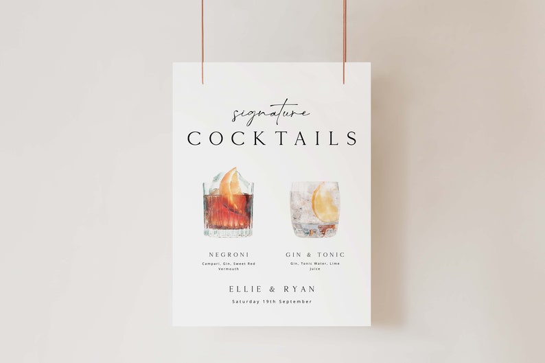 ELLIE Printable Signature Cocktails Sign Template Download - Etsy