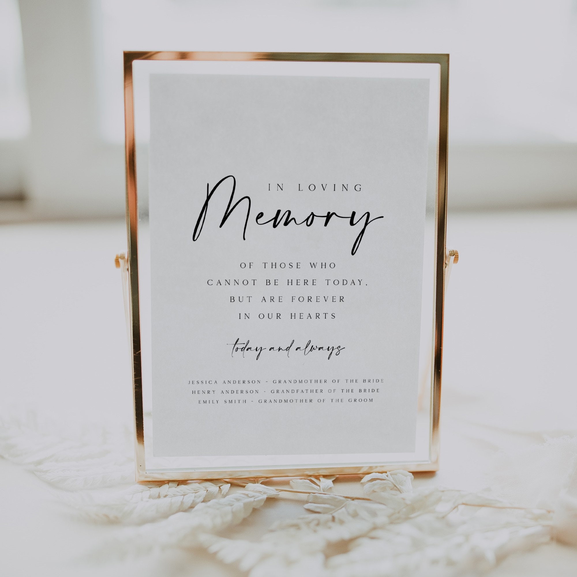CHRISTINE Wedding Memorial Sign Template, Printable in Loving Memory ...