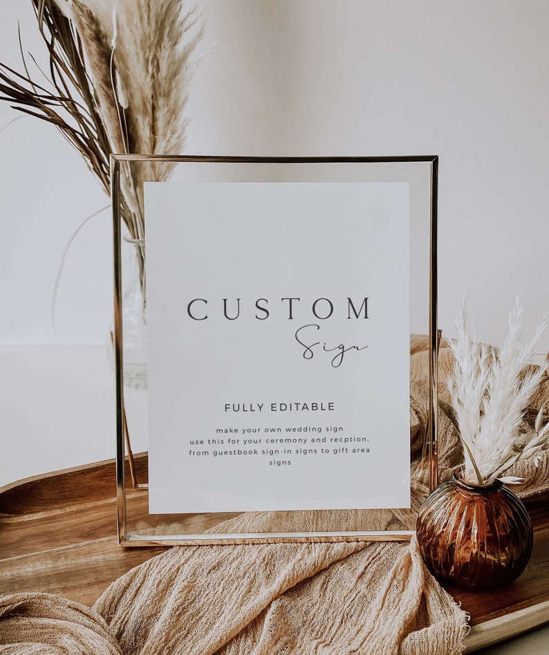 SARAH Minimalist Custom Signs Template Wedding Poster Modern | Etsy