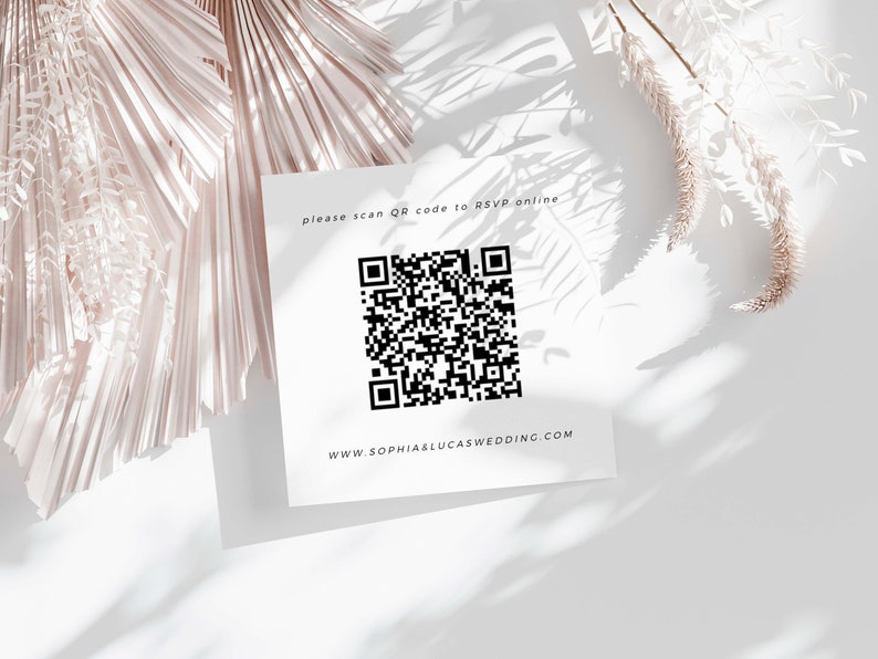 Minimal Square Wedding Rsvp QR Code Card Template Modern QR - Etsy