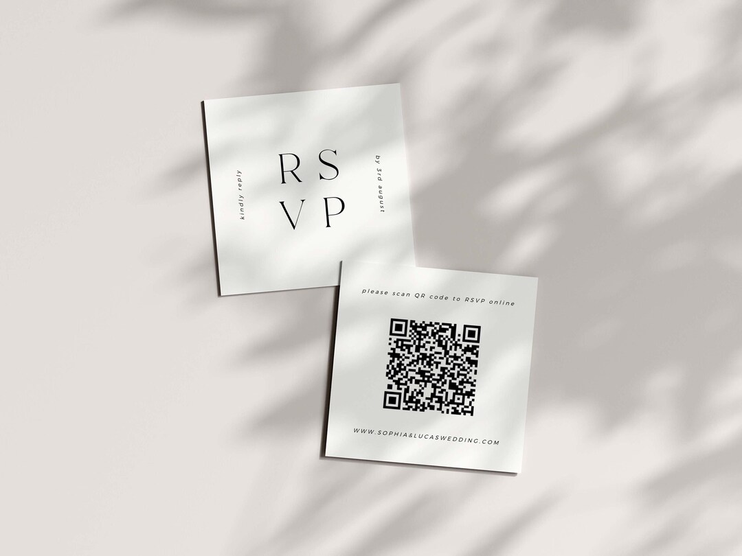 Minimal Square Wedding Rsvp QR Code Card Template, Modern QR Code ...