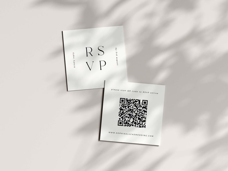 Minimal Square Wedding Rsvp QR Code Card Template Modern QR - Etsy