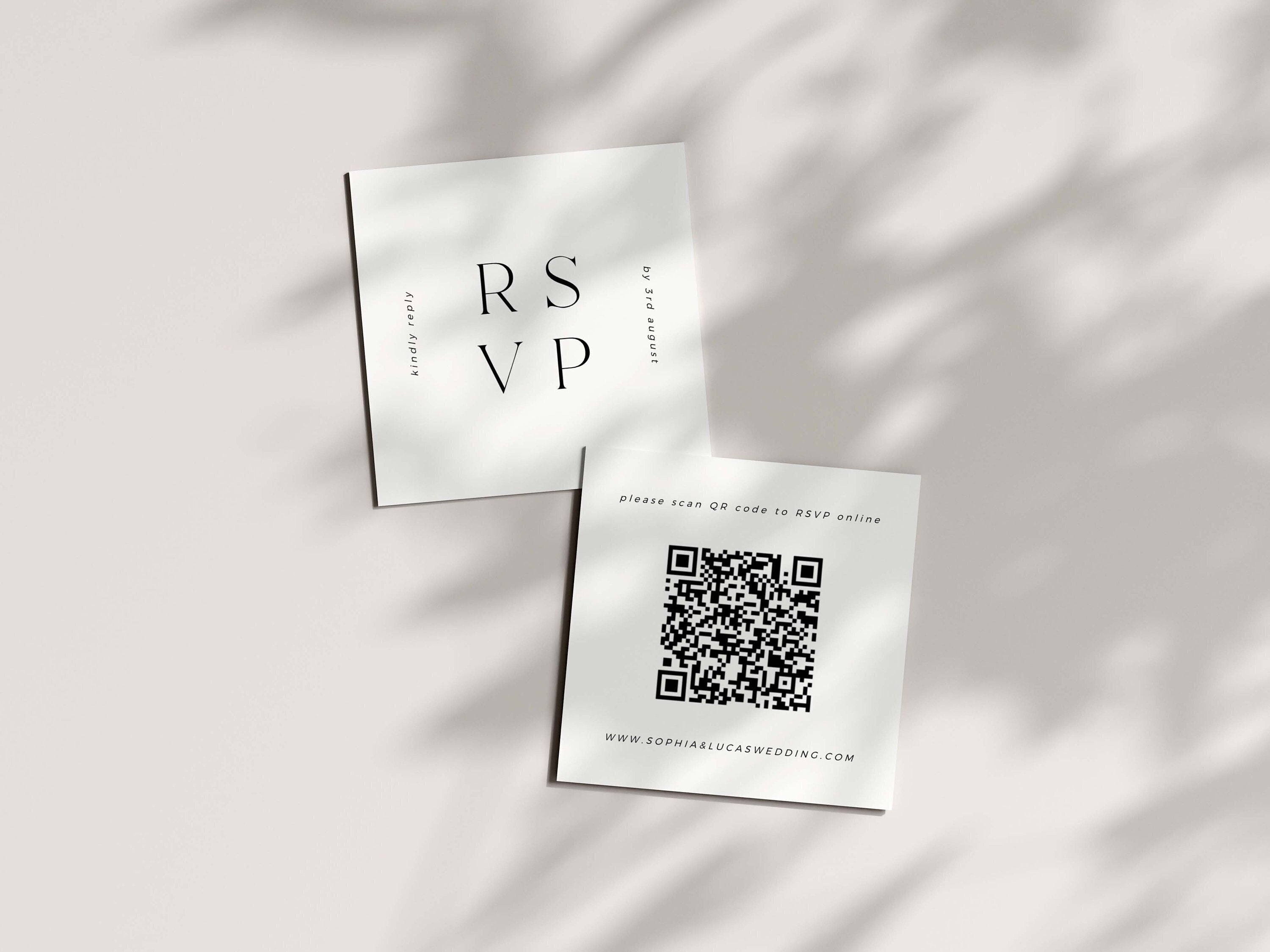 Minimal Square Wedding Rsvp QR Code Card Template, Modern QR Code ...