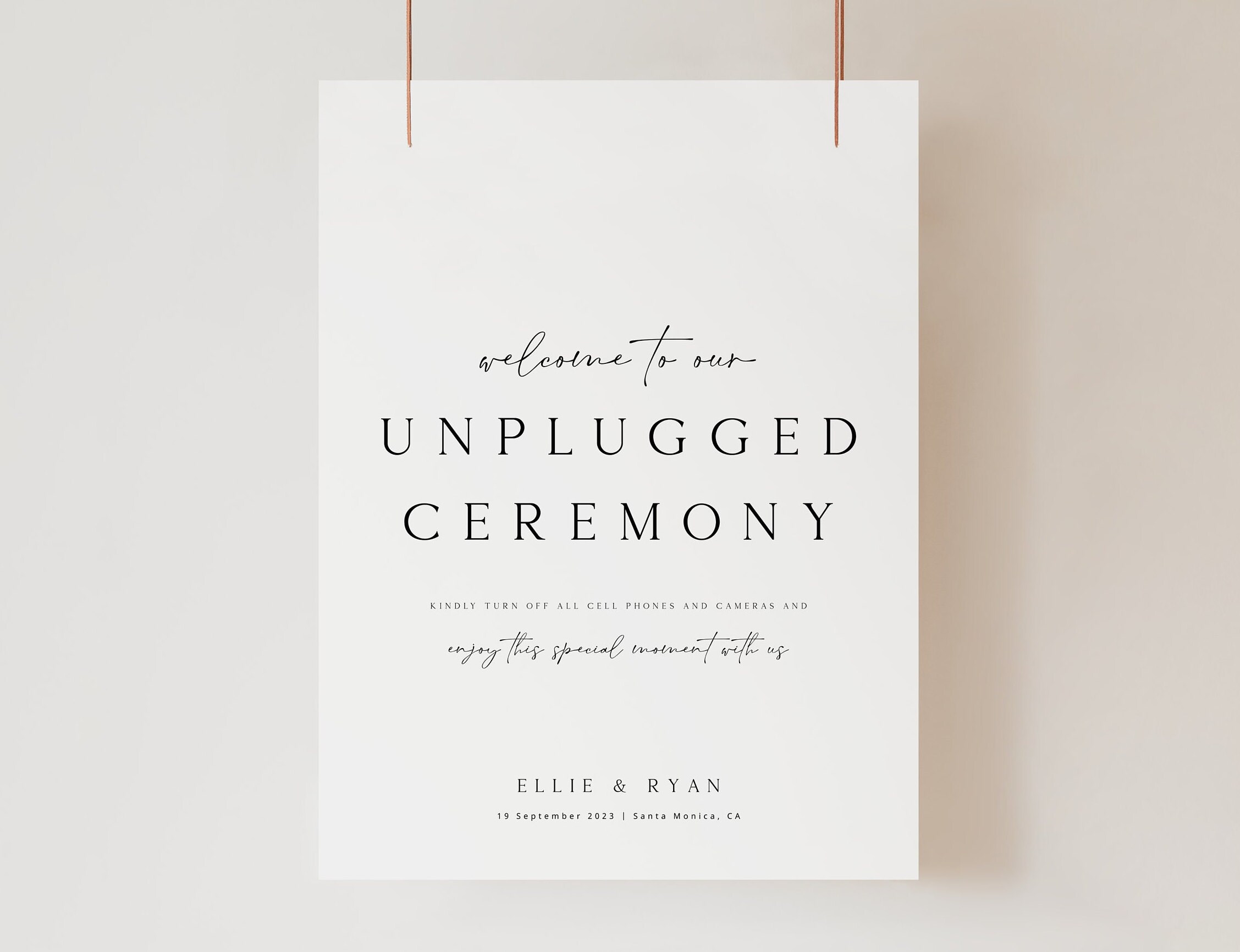 ELLIE Minimalist Unplugged Ceremony Sign Template Modern - Etsy