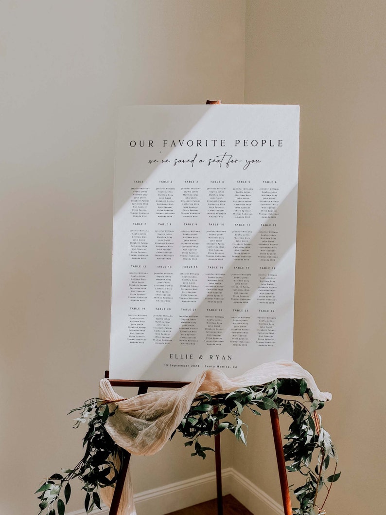 ELLIE Wedding Seating Chart Template, Minimal Modern Seating Chart ...