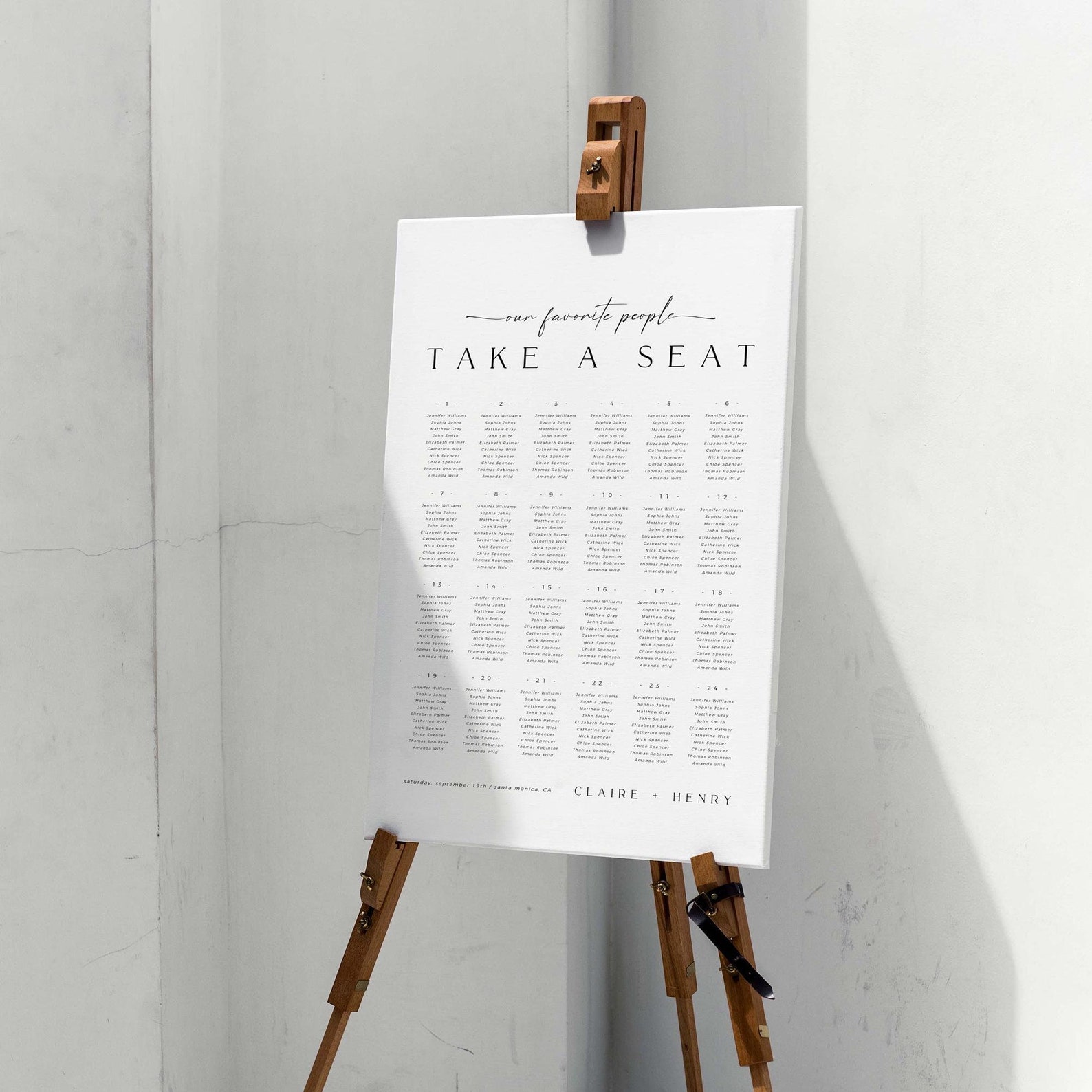 CLAIRE Wedding Seating Chart Template, Minimal Modern Seating Chart ...