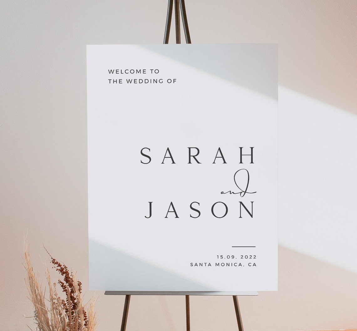 SARAH Minimalist Wedding Welcome Sign Template Download - Etsy