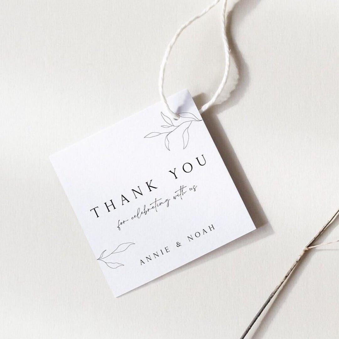 ANNIE Minimalist Square Favor Tag Template Download, Minimal Botanical ...