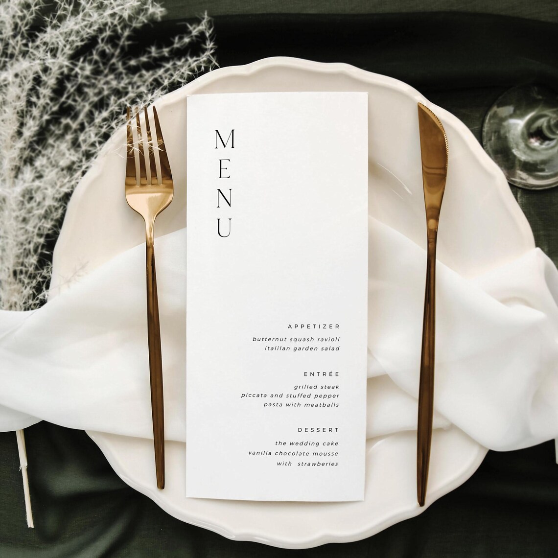 Minimal Elegant Wedding Menu Template, Modern Wedding Menu Template ...