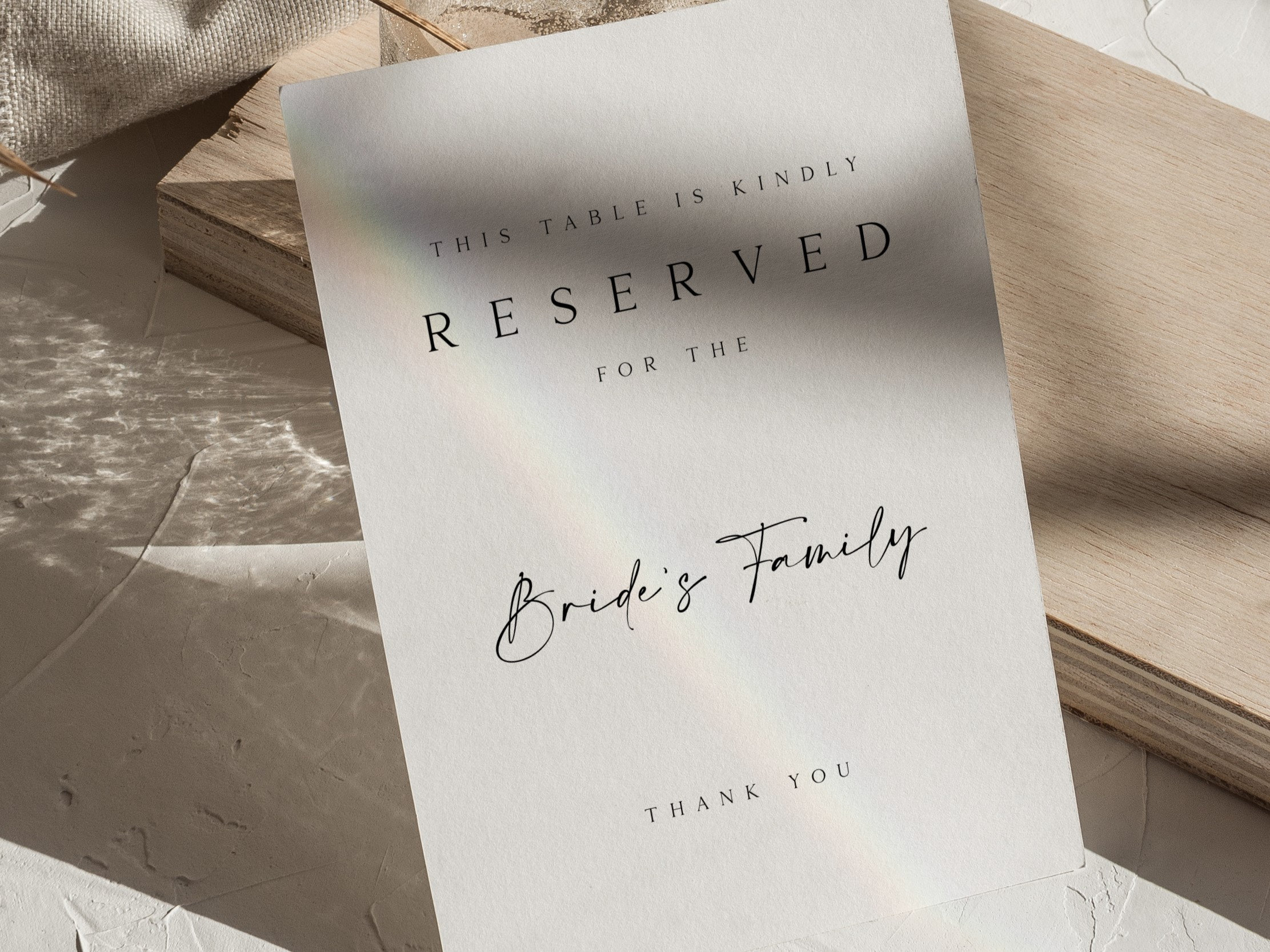 CHRISTINE Wedding Reserved Table Sign Template Download, Minimal ...