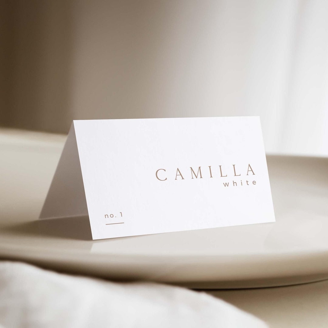Minimalist Table Name Card, Wedding Place Cards, Tent Fold Guests Tag ...