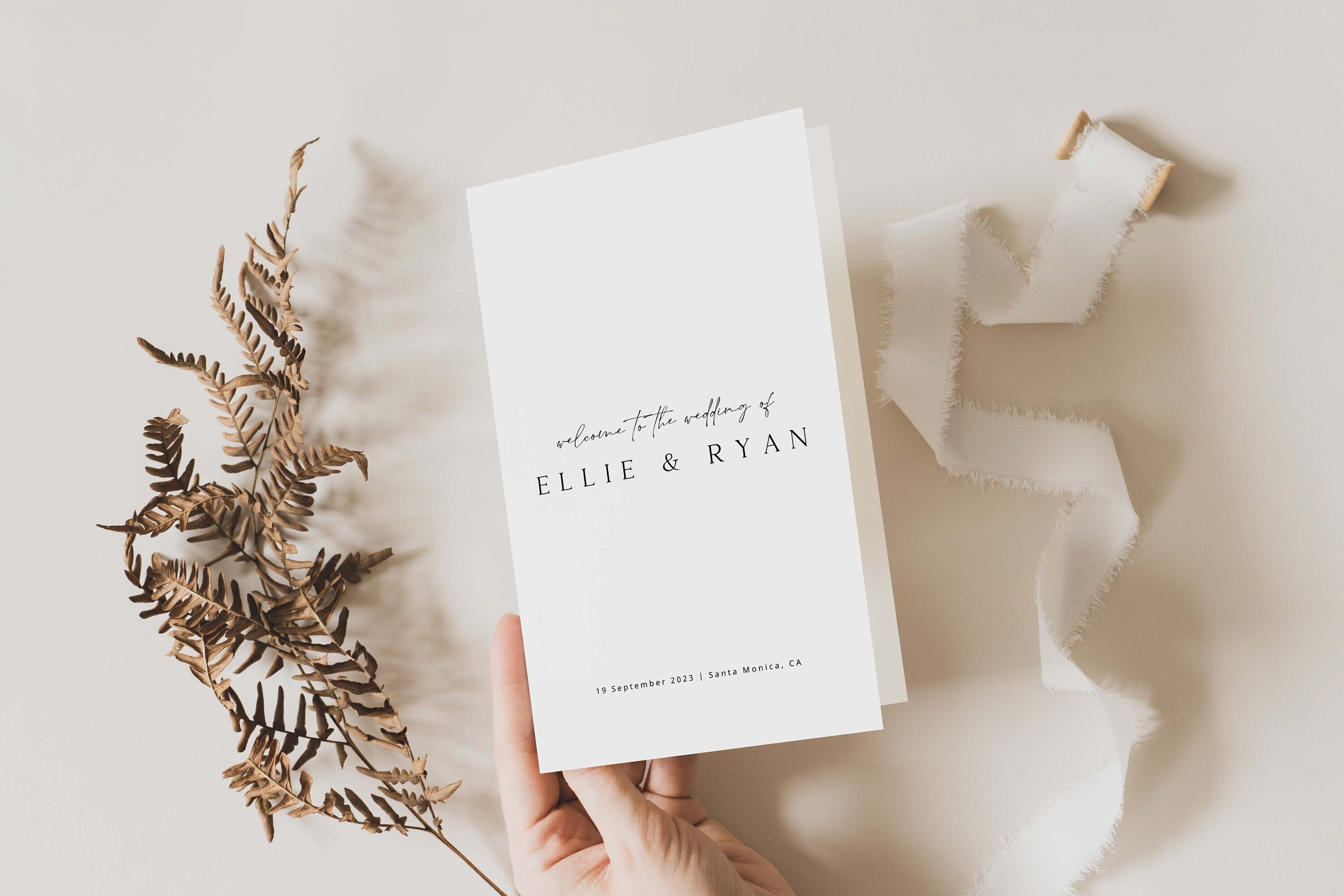 ELLIE Minimal Booklet Wedding Program Template Modern Wedding - Etsy
