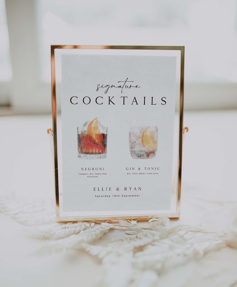 ELLIE Printable Signature Cocktails Sign Template Download - Etsy