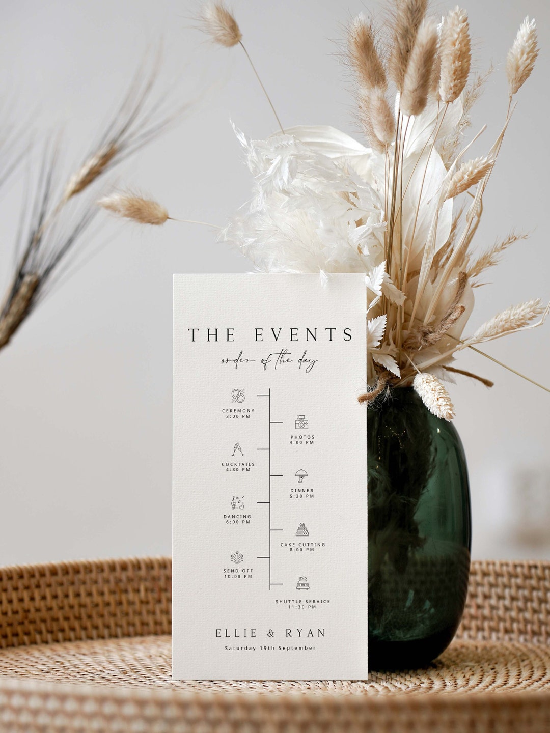 ELLIE Minimal Wedding Order of Events Card Template Download, Printable ...